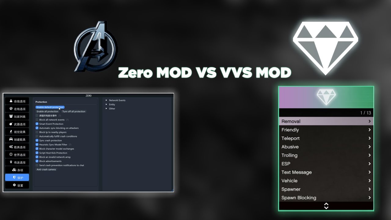 VVS VS Zero Mod menu battle - YouTube