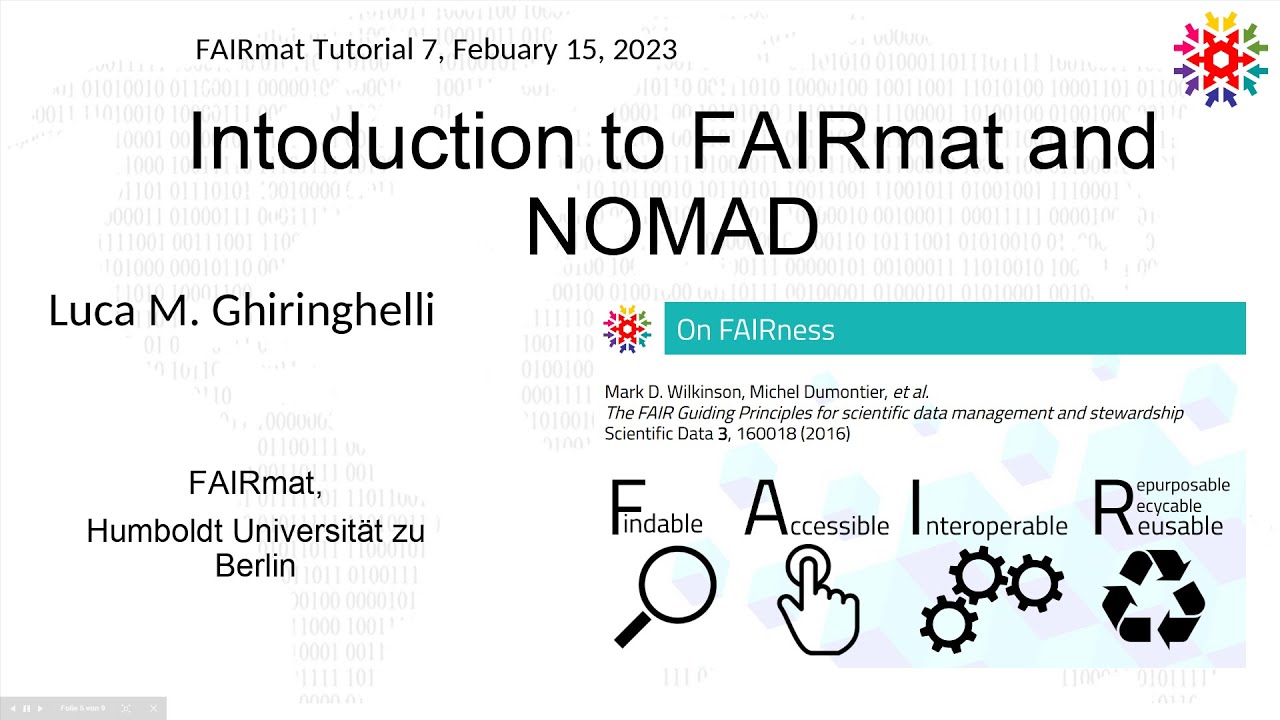 FAIRmat Tutorial 7: Introduction to FAIRmat and NOMAD by Luca Ghiringhelli - YouTube