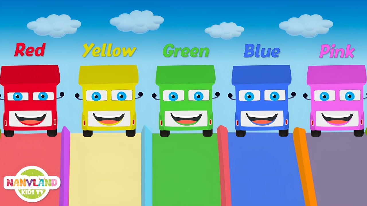 Wheels On The Bus Slide Song ( Color Buses ) | Bus Slide Song | Nursery ...