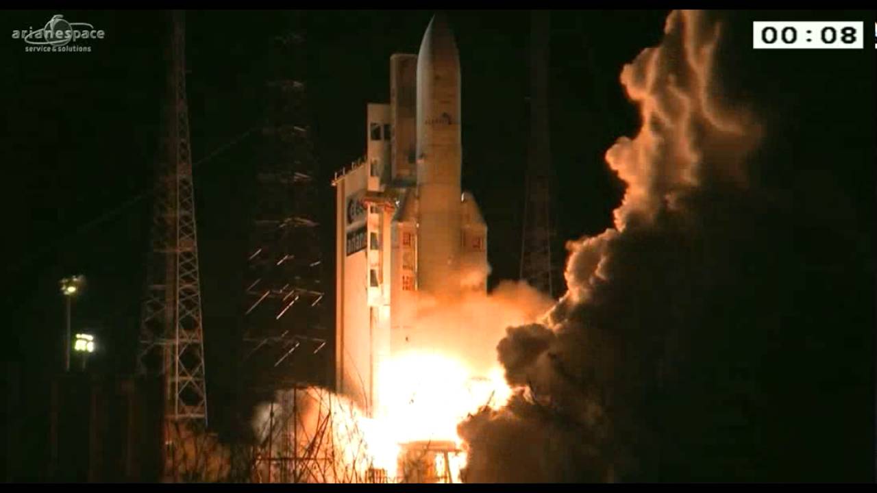 Launch of Arianespace Ariane-V VA-232 carrying Intelsat-33e & Intelsat ...