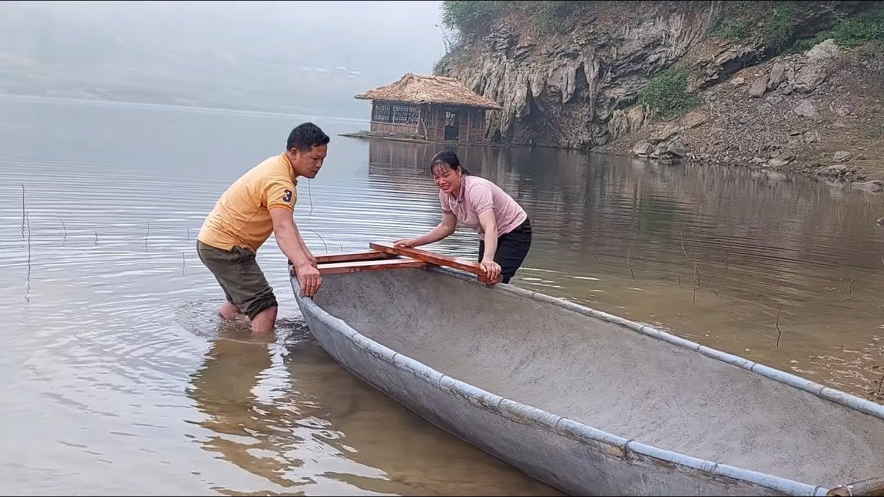 How to make a boat yacht by bamboo, Complete concrete cover - Amazing ...
