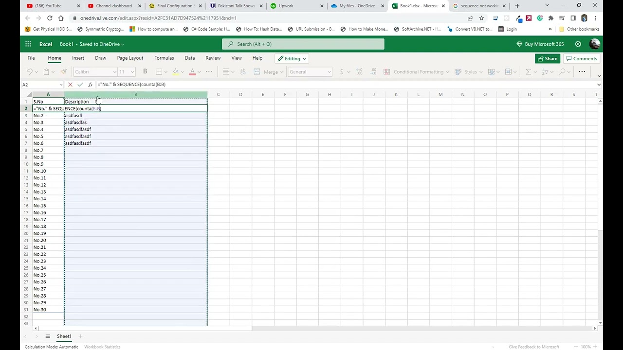How To Create A Dynamics Number List In Excel 365 2021 Urdu How To Create A Dynamics Number List In Excel 365 2021 Urdu