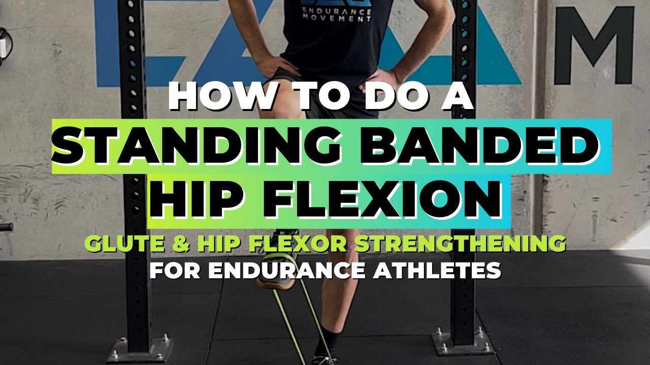 Banded standing hip flexion - YouTube