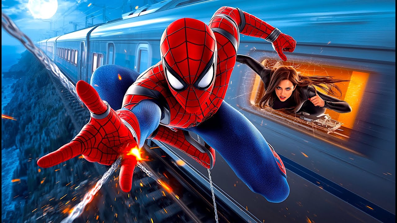 SPIDER MAN vs King of FANGS to save the BLACK CAT | Epic Bullet Train ...
