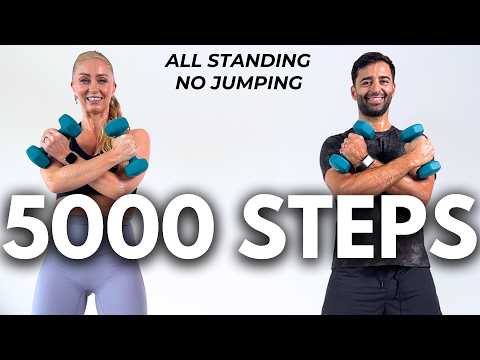 30 Min 5,000 STEP WALKING WORKOUT with Weights | All Standing, No Jumping