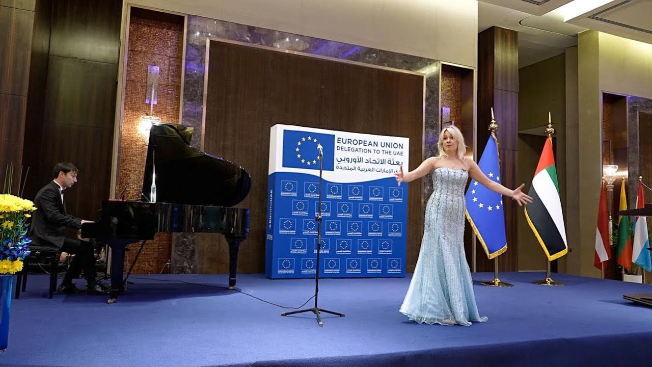 Tajda Jovanovič and Aldo Dotto perform at Europe Day reception in Abu ...