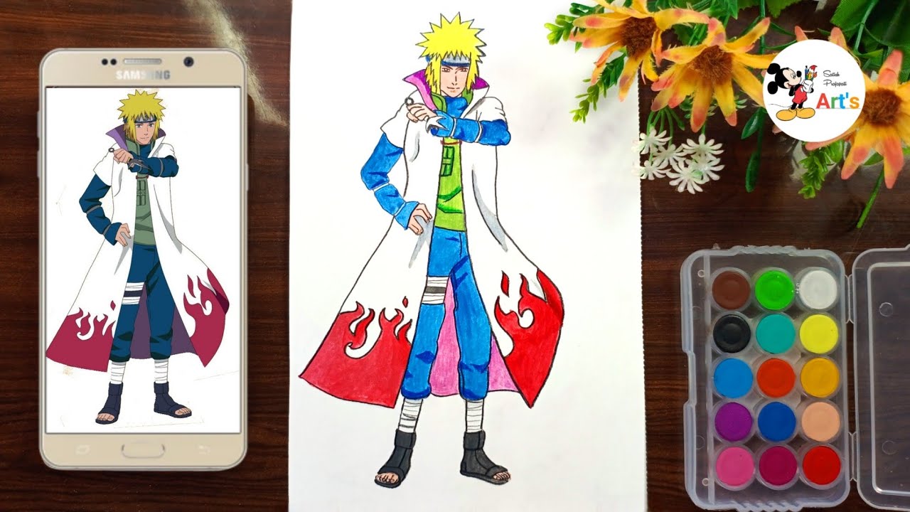 How To Paint Minato Namikaze Full Body || MInato Watercolour painting ...