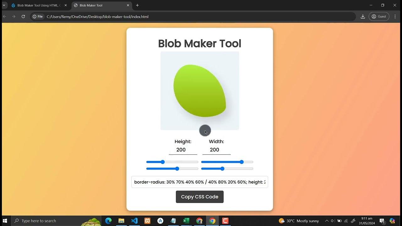 Blob Maker Tool Using Html Css And Javascript With Source Code Youtube