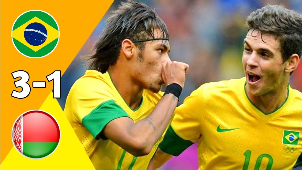 Brazil 3 × 1 Belarus ( Neymar Jr Brilliant Free kick) Olympic 2012 ...
