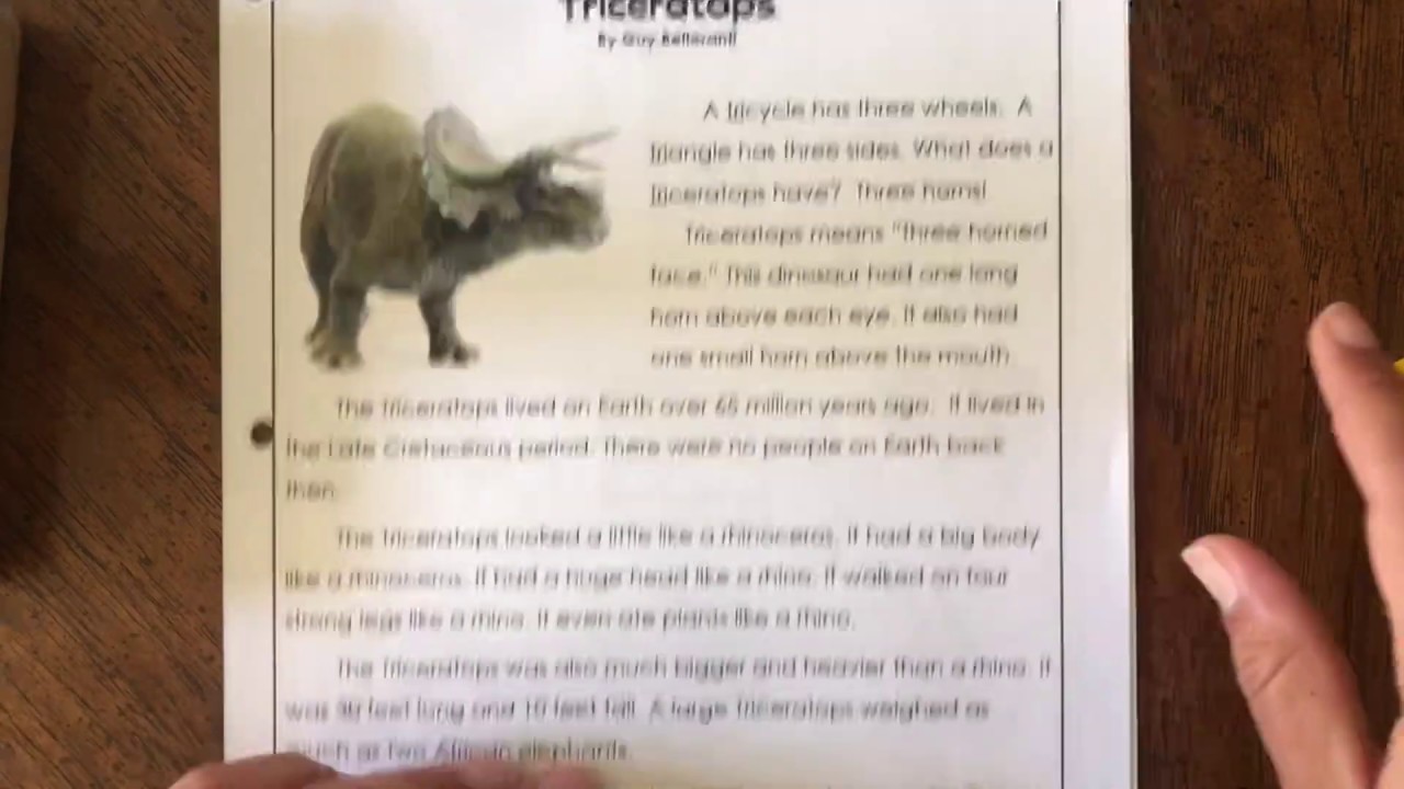 Triceratops article and Reading Comprehension - YouTube