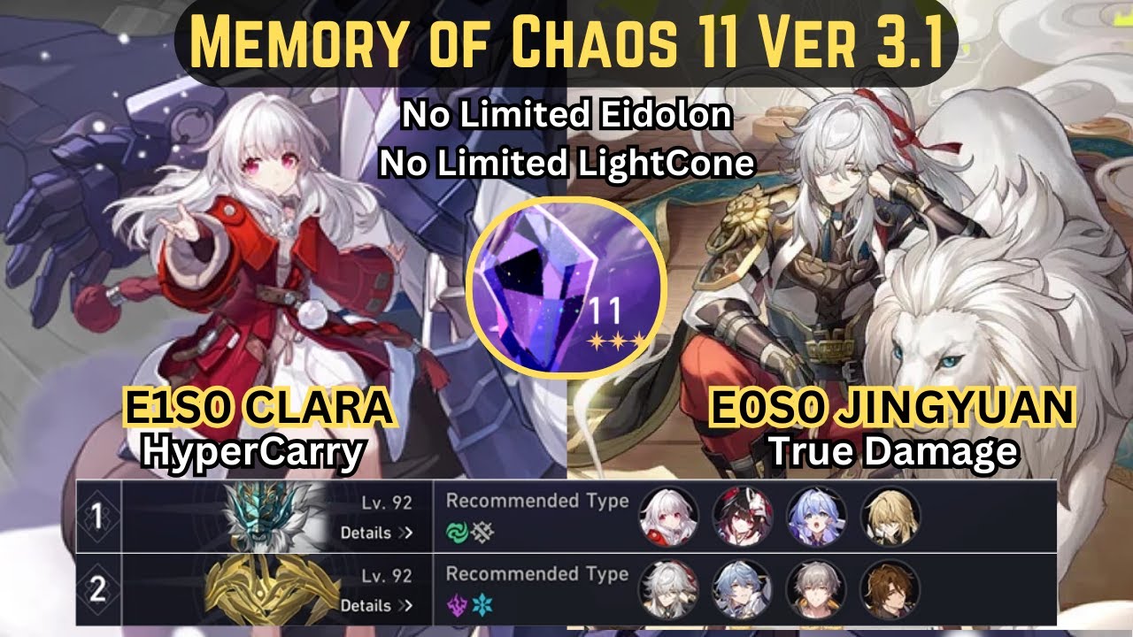E1S0 CLARA Hypercarry & E0S0 JINGYUAN True Damage | MOC 11 3 Stars | V3 ...