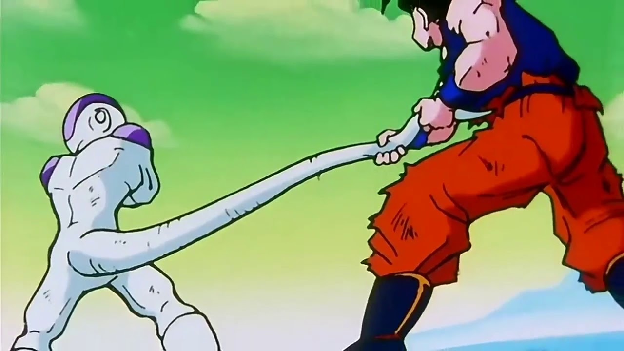 Dragon Ball Z: Goku morde a cauda do Freeza - YouTube