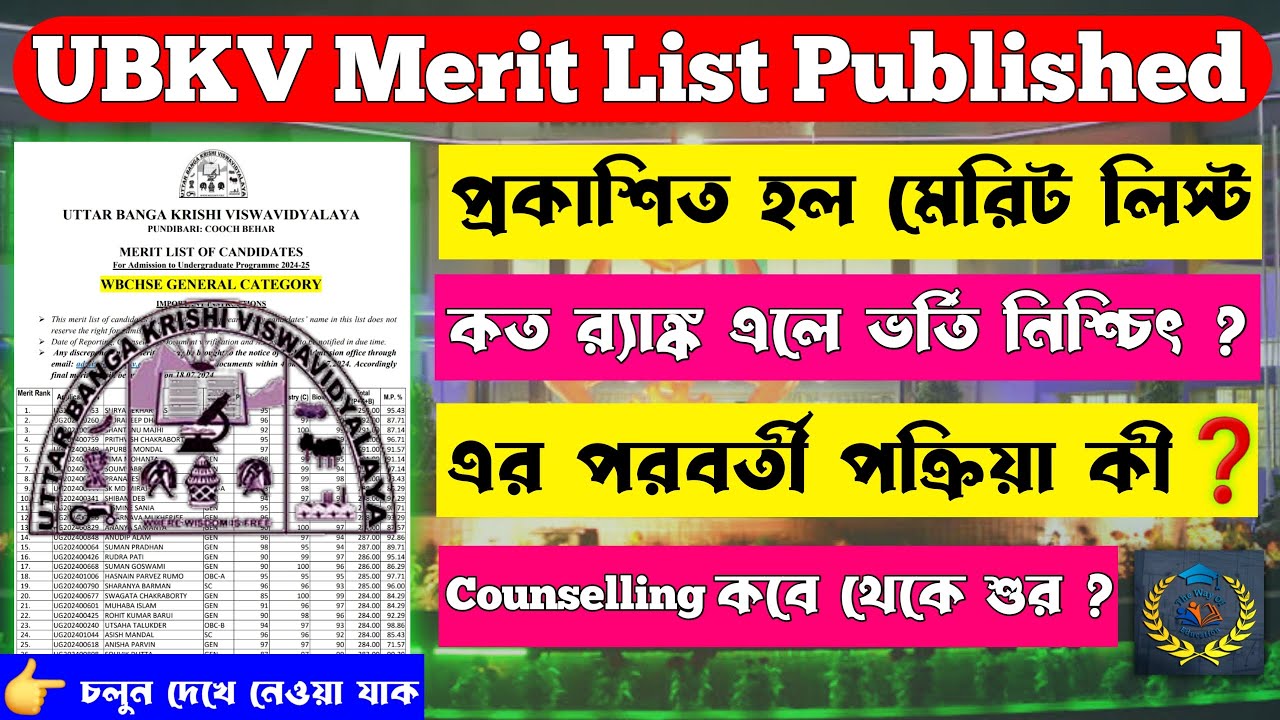 UBKV Merit List Published 2024 | UBKV Admission 2024 | Agriculture ...