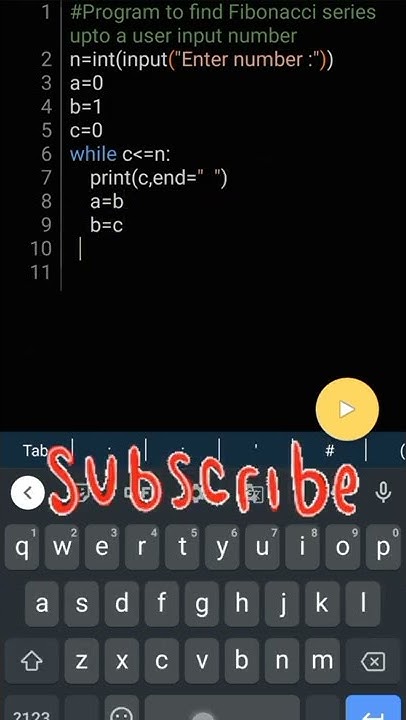 Program To Print Fibonacci Series Upto A User Input Number Shorts Youtubeshorts 