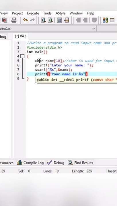 #4 Write C program to read name and print output - YouTube