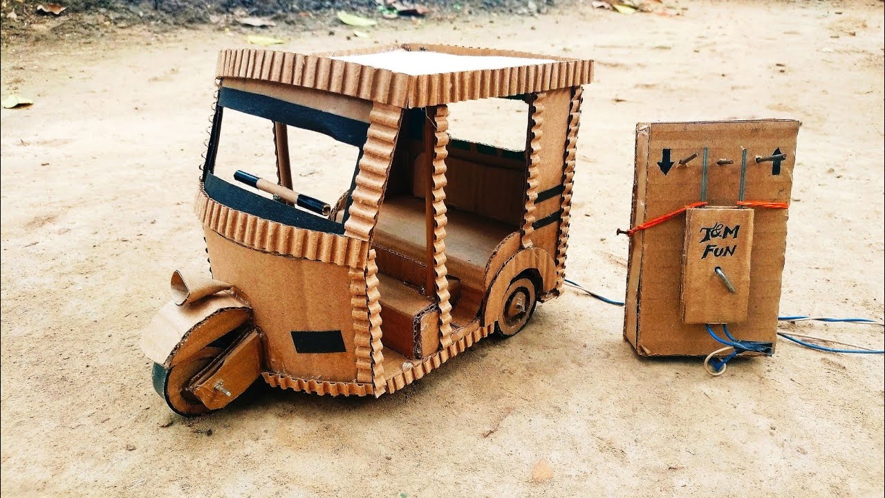 How To Make a RC Auto Rickshaw From Cardboard at home | Remote Control ...
