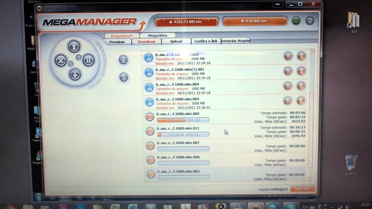 Gvt 35 megas + conta premium megaupload + fullHD - YouTube