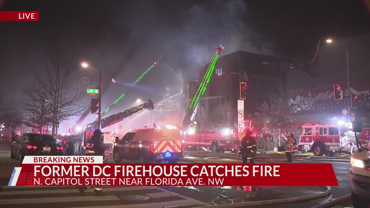 Former DC firehouse undergoing renovations catches on fire - YouTube