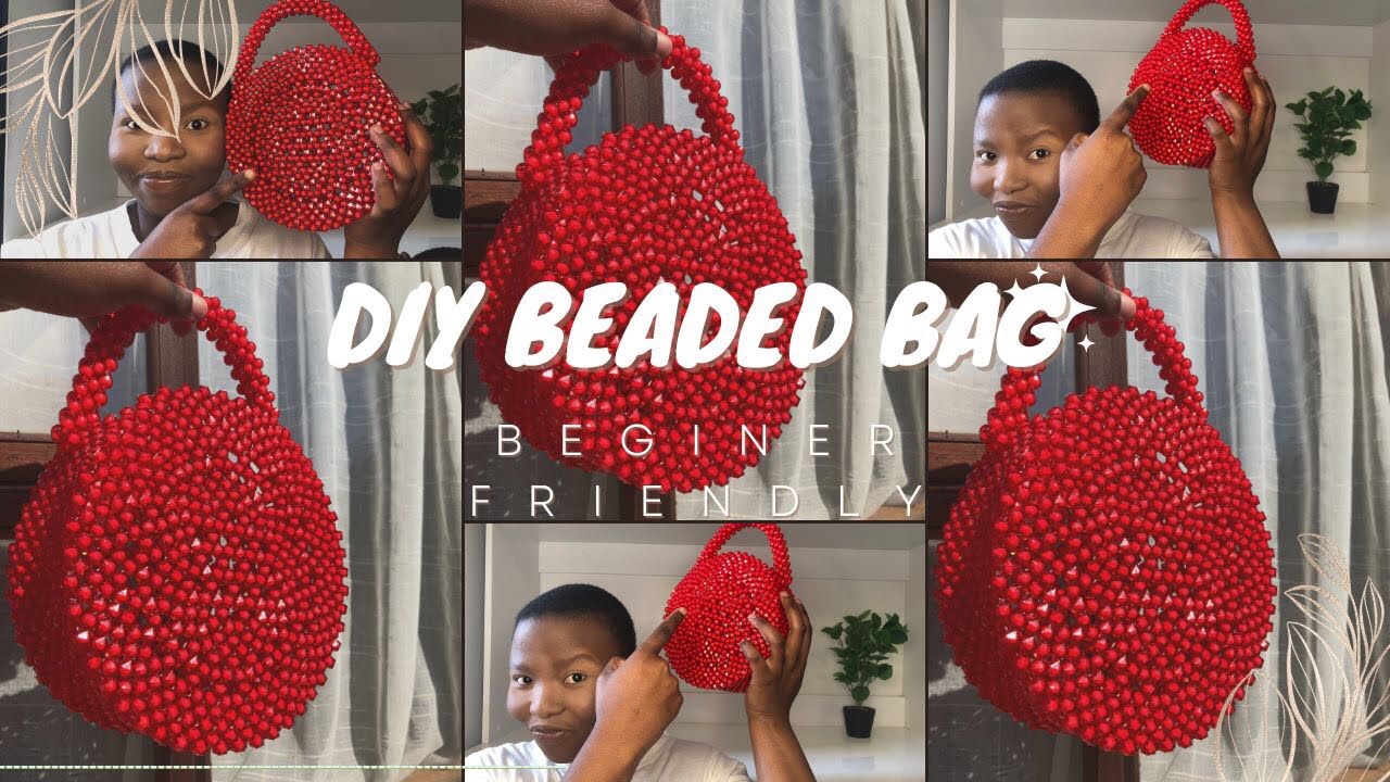 Diy round beaded bag//Make a beaded bag with me//♥️ - YouTube