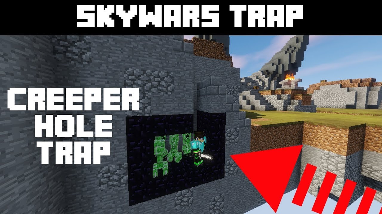 SkyWars - Creeper Hole Trap !! - YouTube