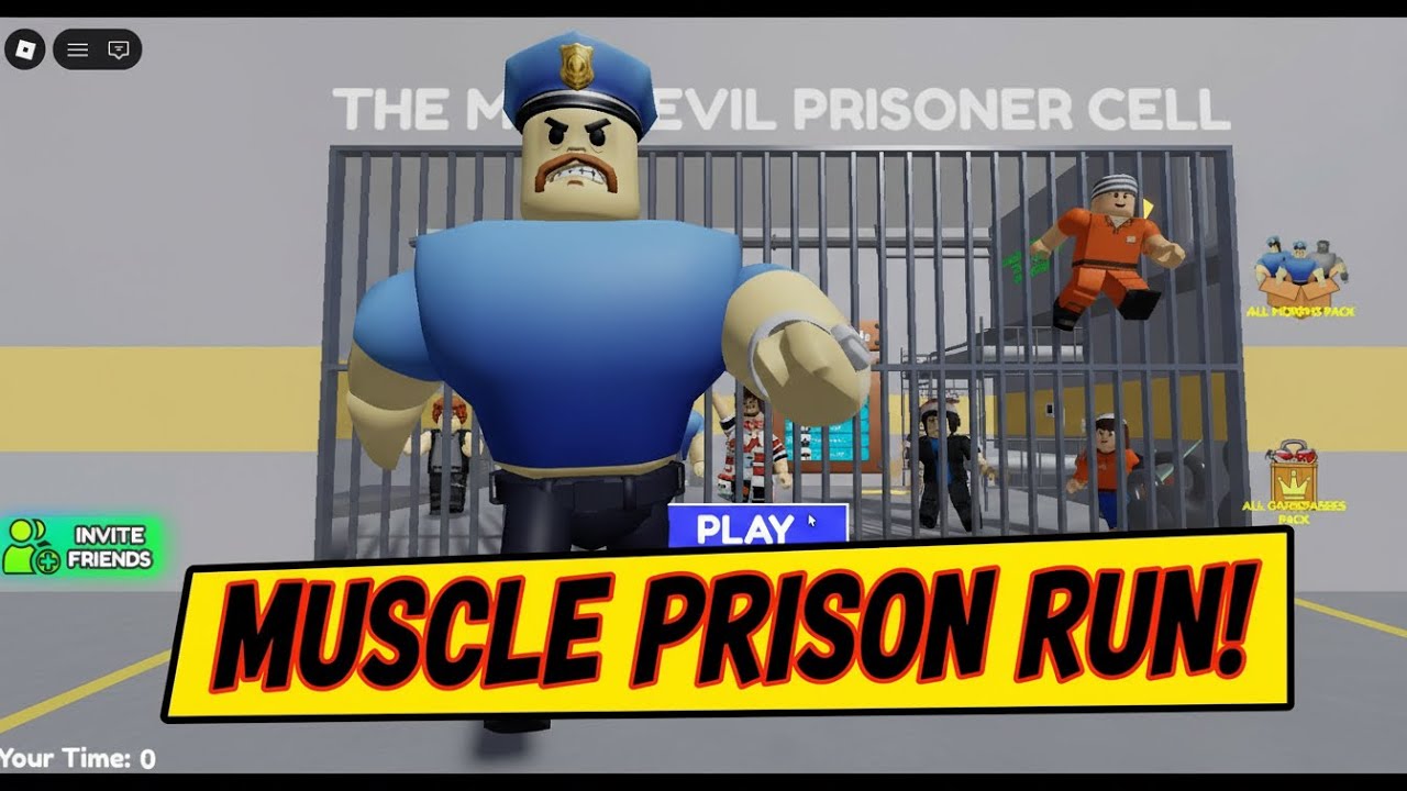 MUSCLE PRISON RUN! SCARY OBBY Roblox Gameplay Walkthrough No Death 4K ...