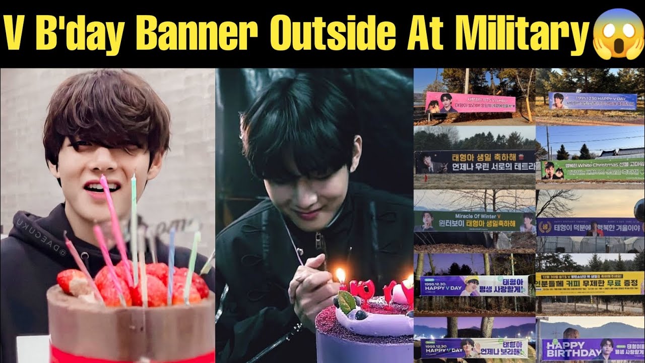 BTS V B'day Banner Outside At Military 😱 BTS V Latest Birthday Full ...