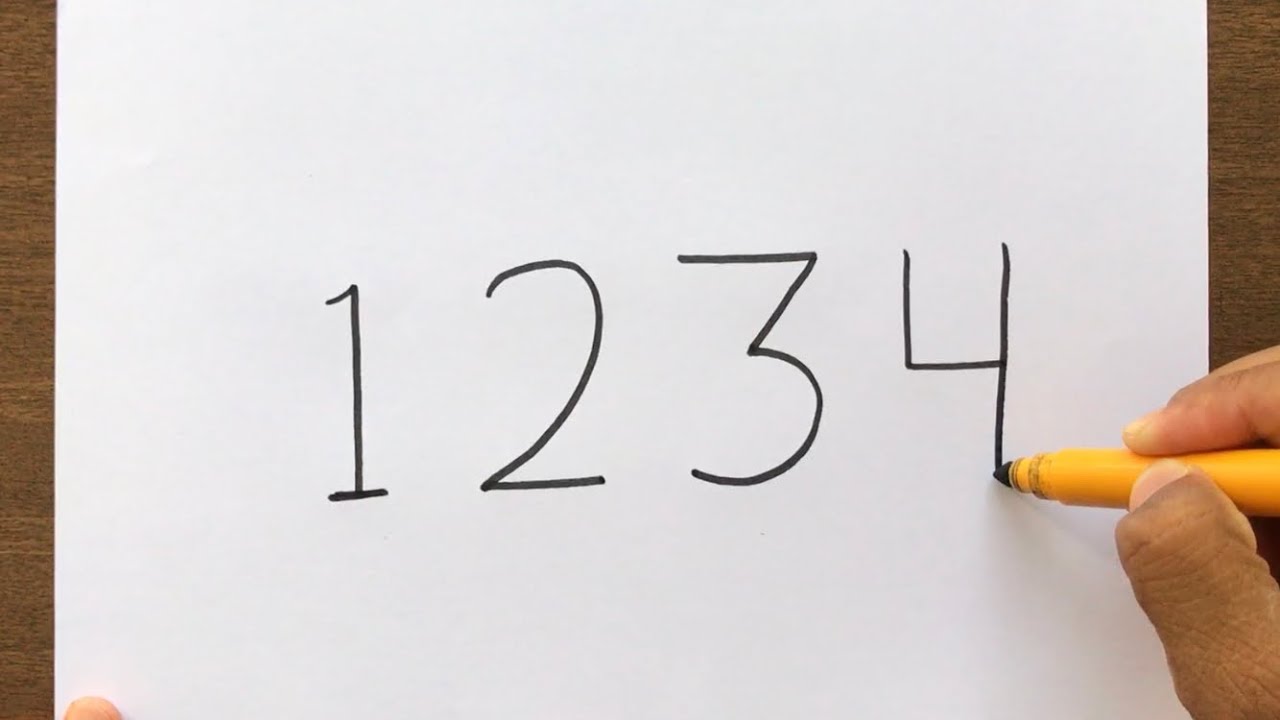 How to Draw a House from number 1234 - YouTube