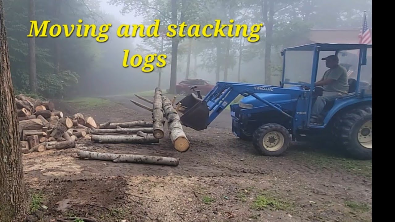 Moving and stacking logs #firewood #fyp - YouTube