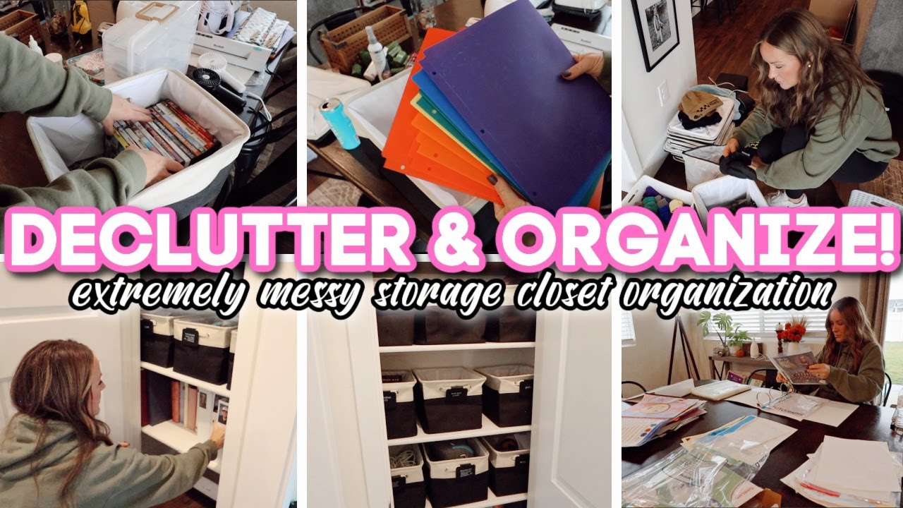 DECLUTTER & ORGANIZE WITH ME // extremely messy storage closet ...