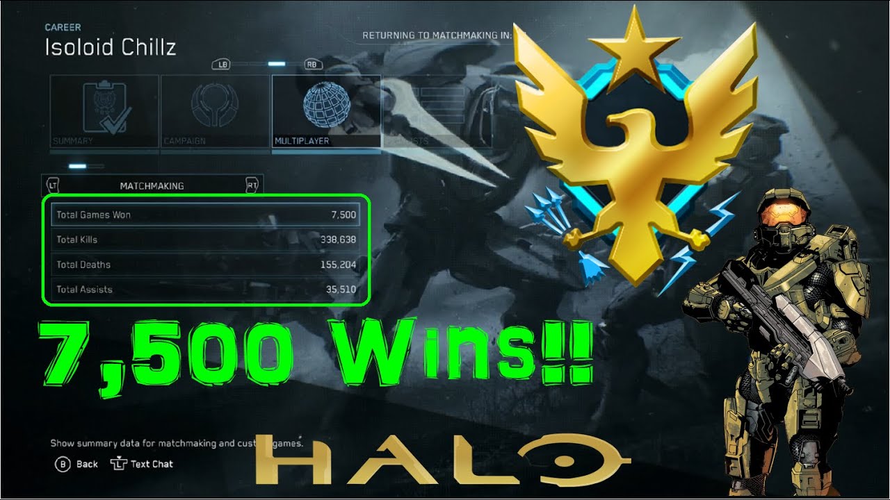 Halo MCC My 7,500th WIN! Champion MAX Rank stats at 878M skill XP - YouTube