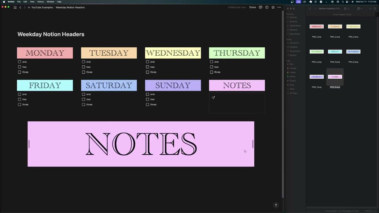Free Weekday Headers Notion for Your Notion Templates - YouTube
