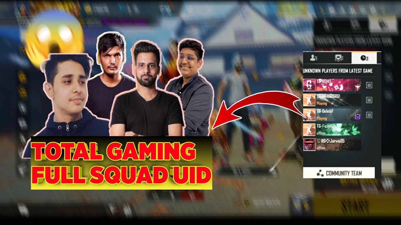 TOTAL GAMING ALL SQUAD UID || TOTAL GAMING UID || GARENA FREEFIRE ...