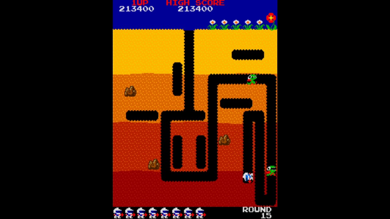 Dig Dug - Round 12-21 All Fruit Patterns - YouTube