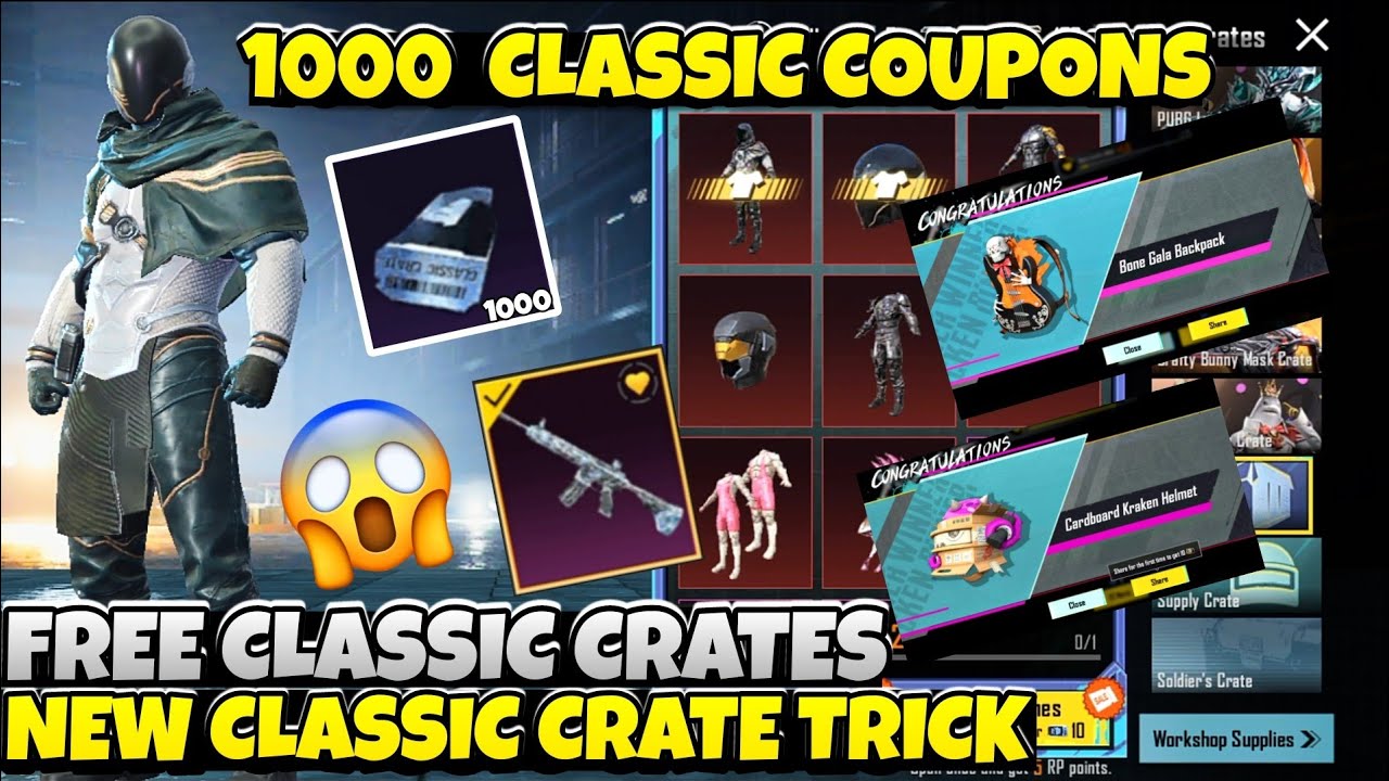 FREE CLASSIC CRATE OPENING BGMI | CLASSIC CRATE OPENING PUBG | TIME ...