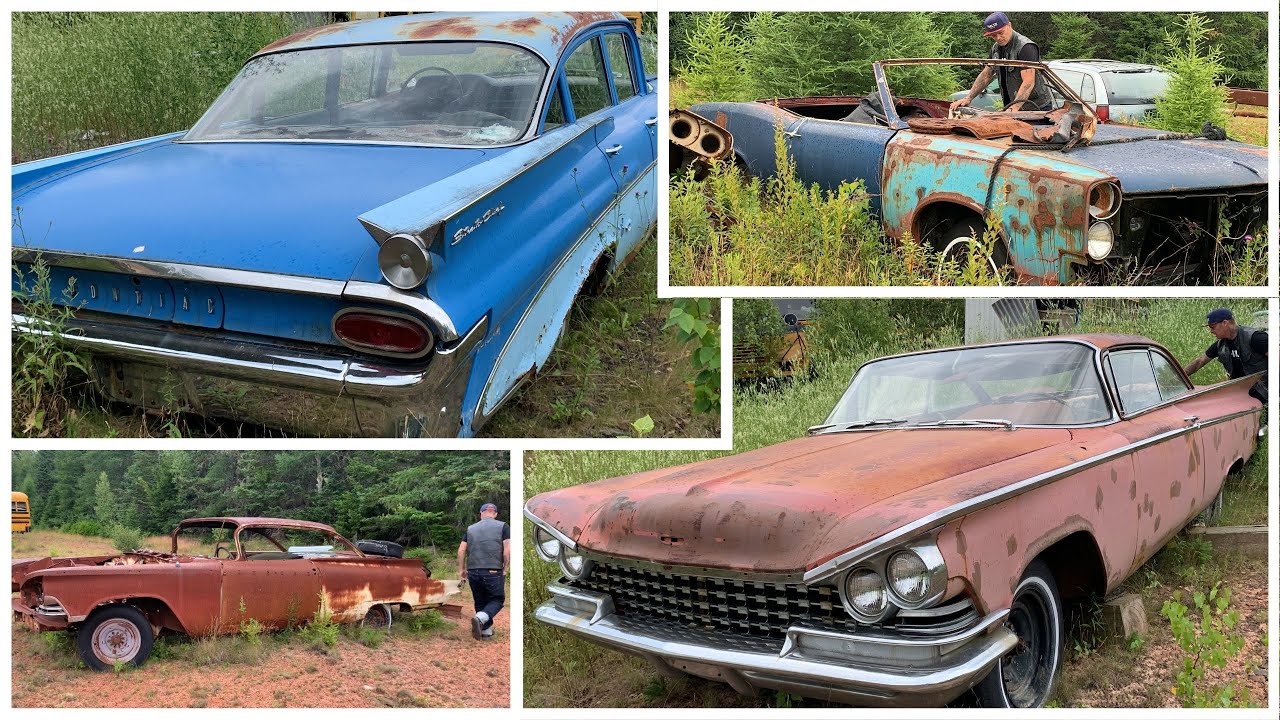 Cool collection of rusty old classic cars... we like the 1959 Buick ...