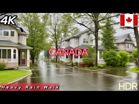 Experience 4K HDR Rain Walk in Canada | December Winter Ambience 2024