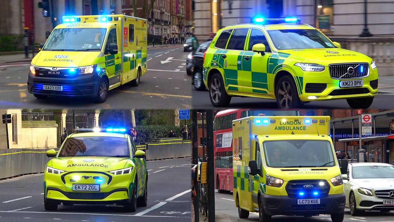 London Ambulance response vehicles emergency lights + sirens ...