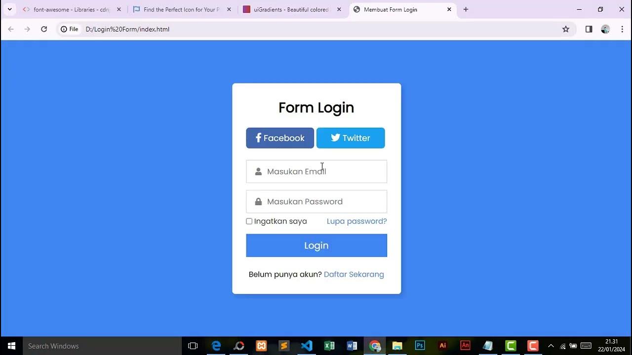 Membuat Halaman Login Sederhana dengan HTML & CSS | Speed Live Coding ...