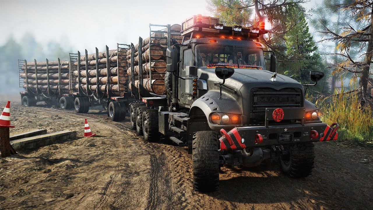 Transport Medium Logs with Mack Defense M917 SnowRunner 4K Quality ...