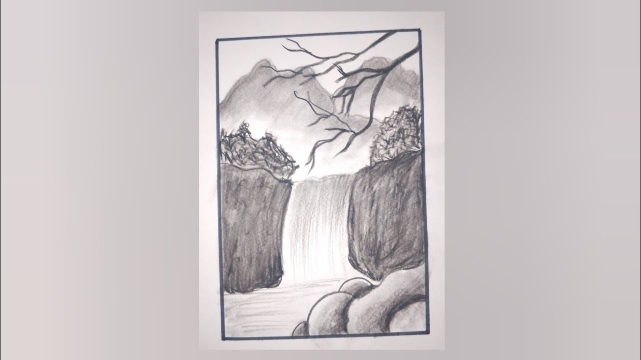 "Realistic Waterfall Drawing with Rocky Details" - YouTube