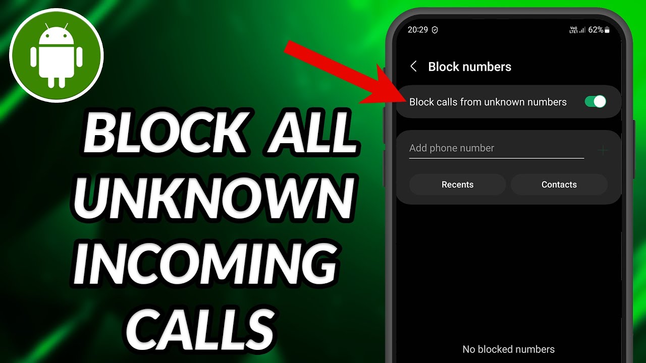 How To Block All Unknown Incoming Calls In Samsung - YouTube