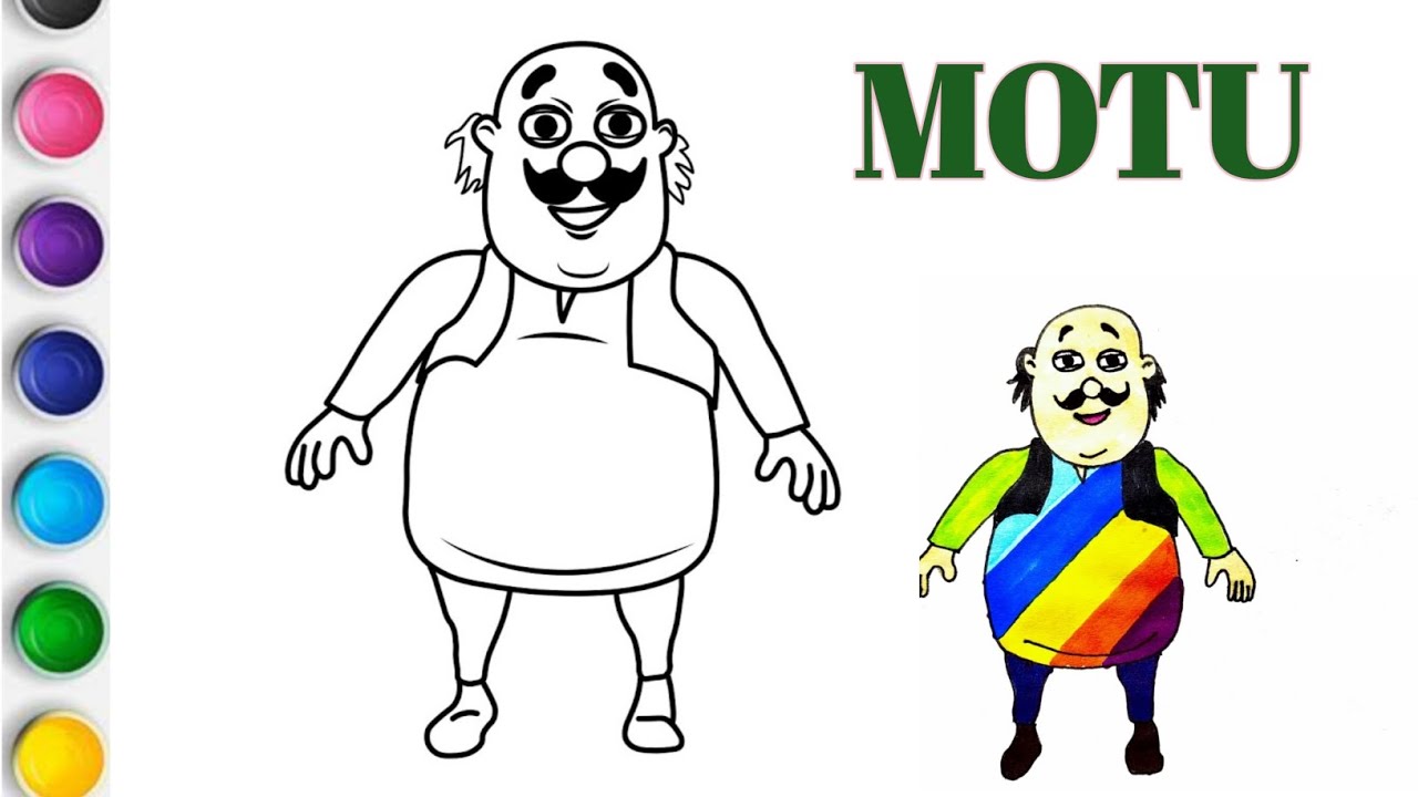 How To Draw Motu From MOTU Patlu | Rainbow 🌈 Colour Motu Patlu Easy For ...