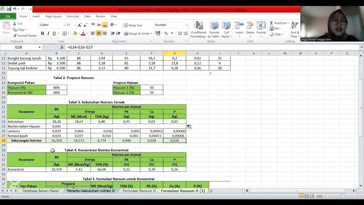 formulasi ransum ruminansia dengan Ms. Excel - YouTube