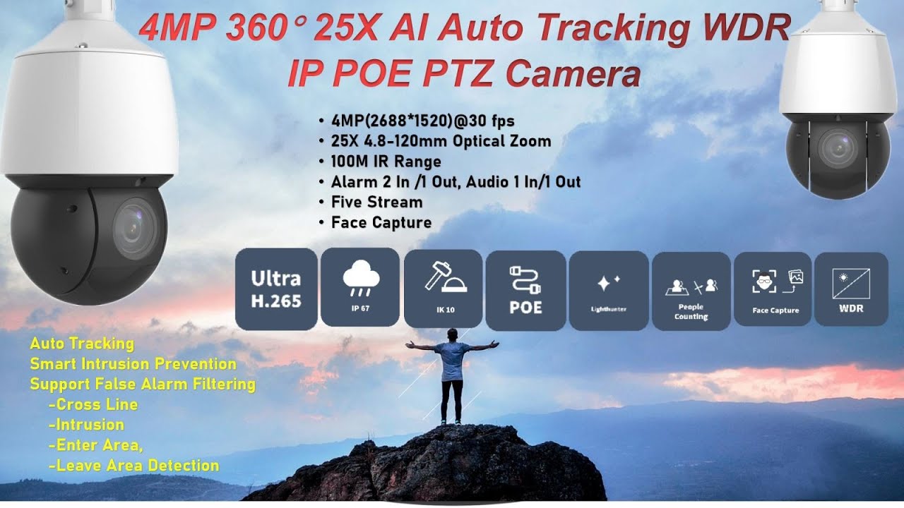 4MP 25X Optical zoom Auto tracking PTZ Camera - YouTube
