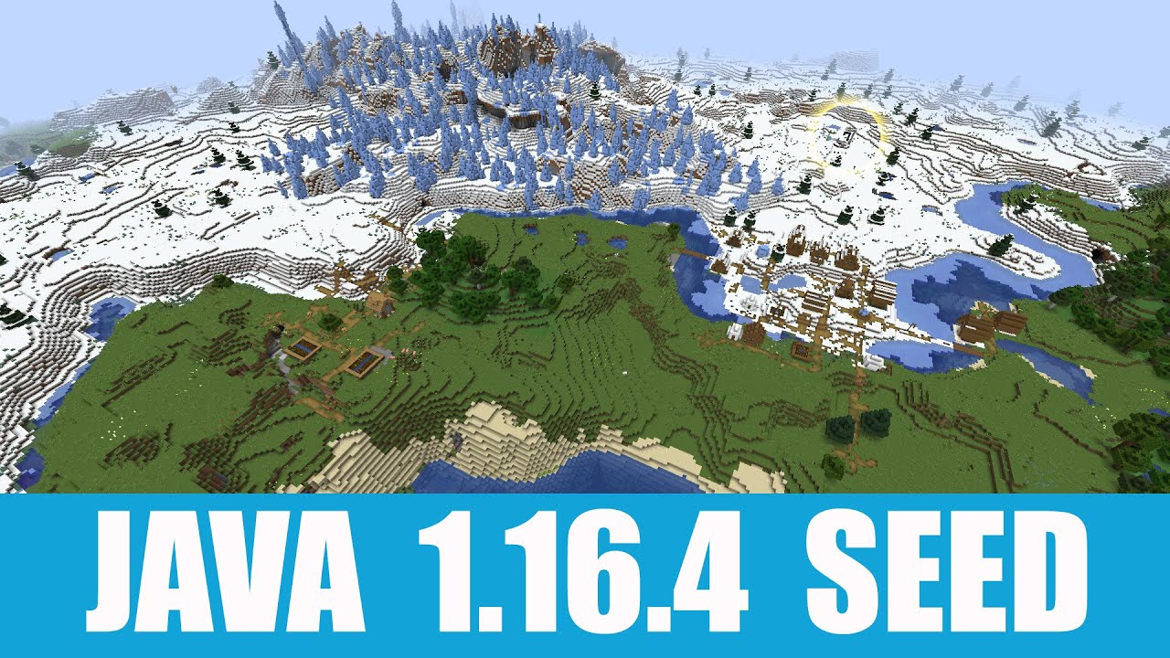 Minecraft Java 1.16.4 Seed: Spawn next to double village, ruined portal, and igloo with basement ...