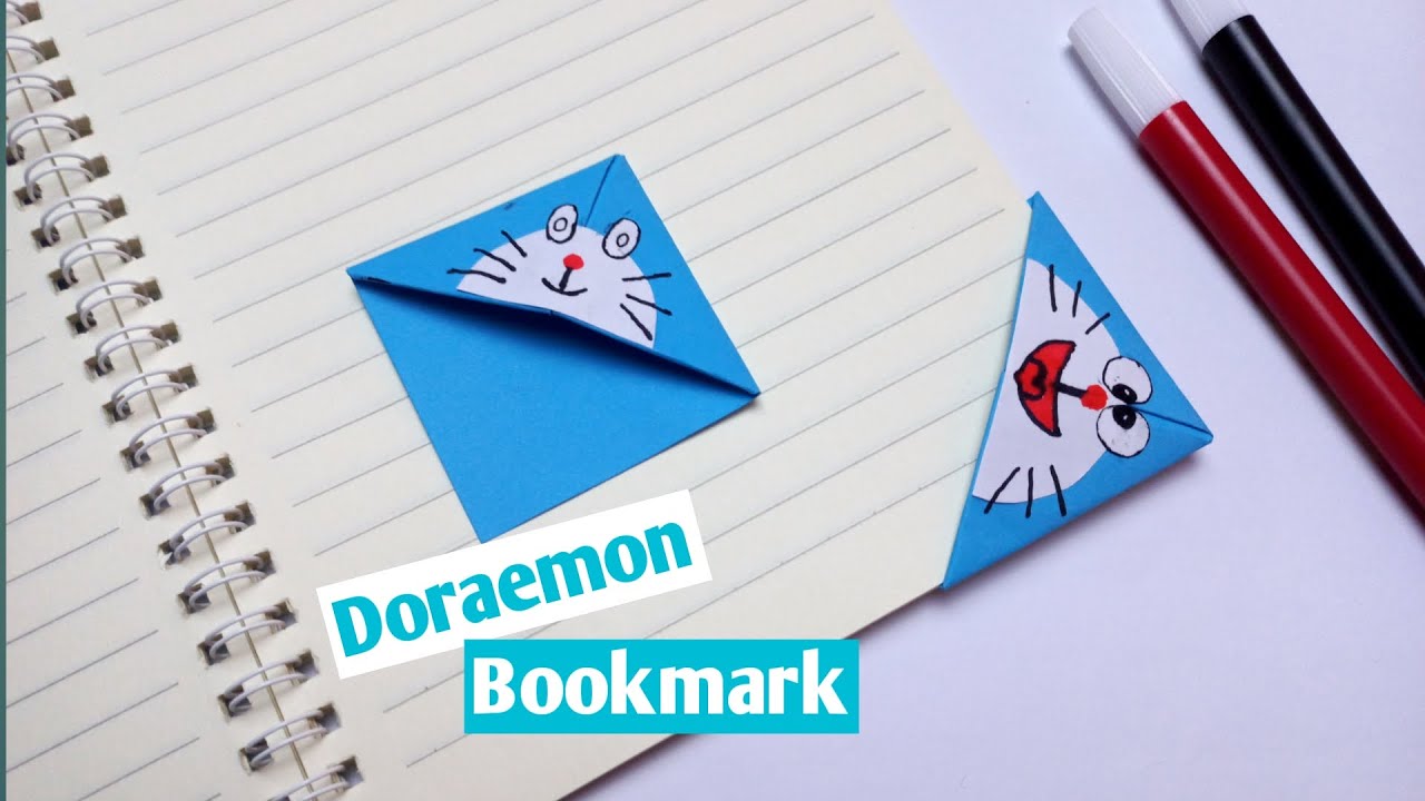 How to Make a Corner Bookmark with Origami Paper | Doraemon Bookmark ...