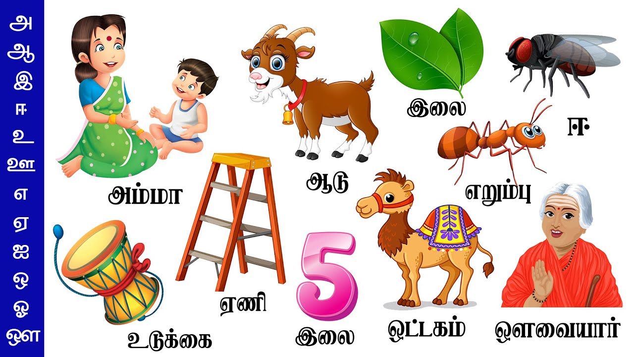 Uyir Ezhuthukal | Learn Tamil Alphabets உயிர் எழுத்துக்கள் - YouTube
