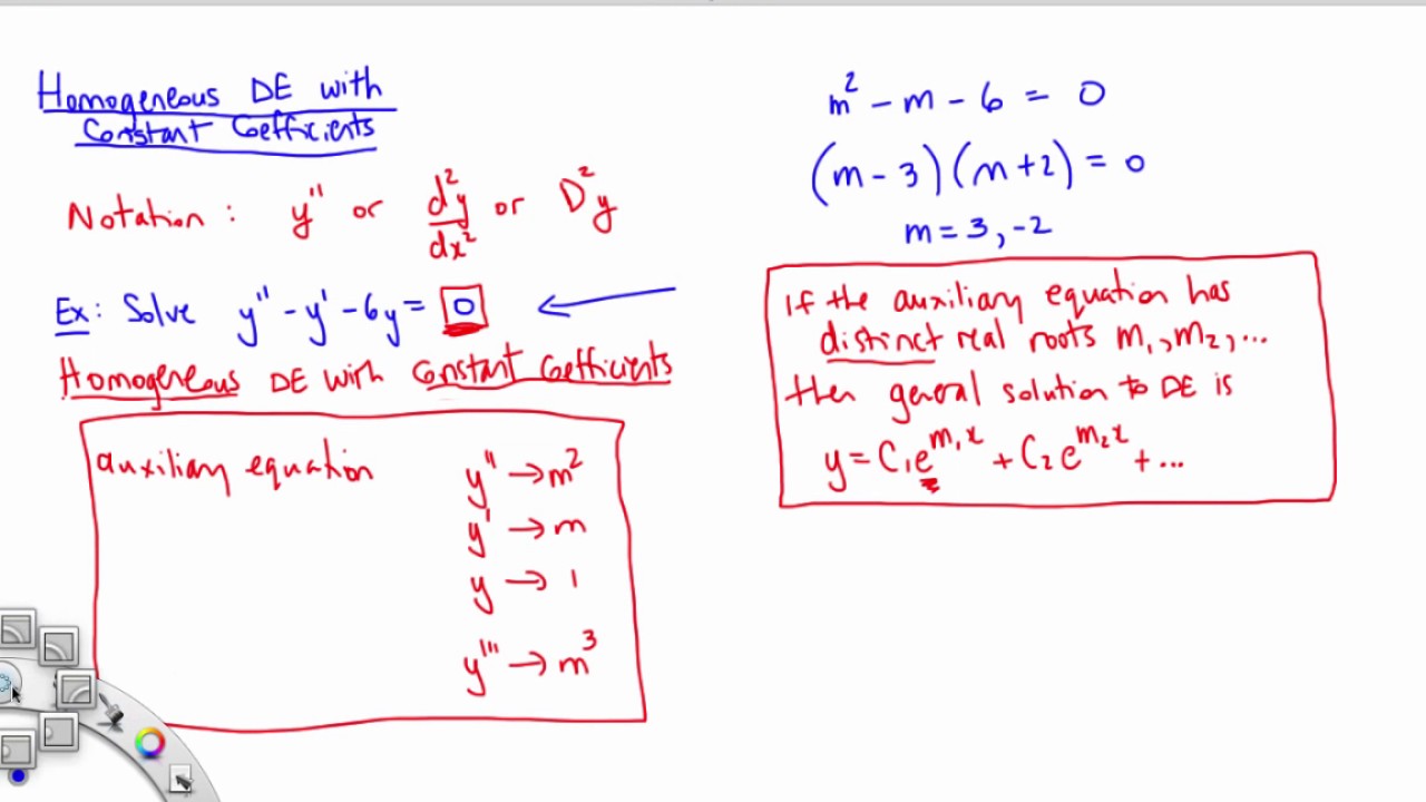 Homogeneous DE with Constant Coefficients, Part 1 - YouTube