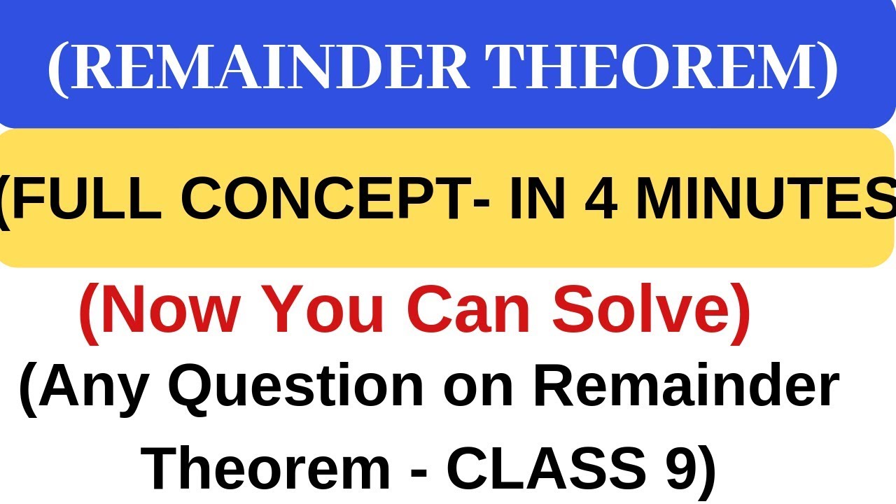 Remainder Theorem Class 9 - Polynomials - YouTube