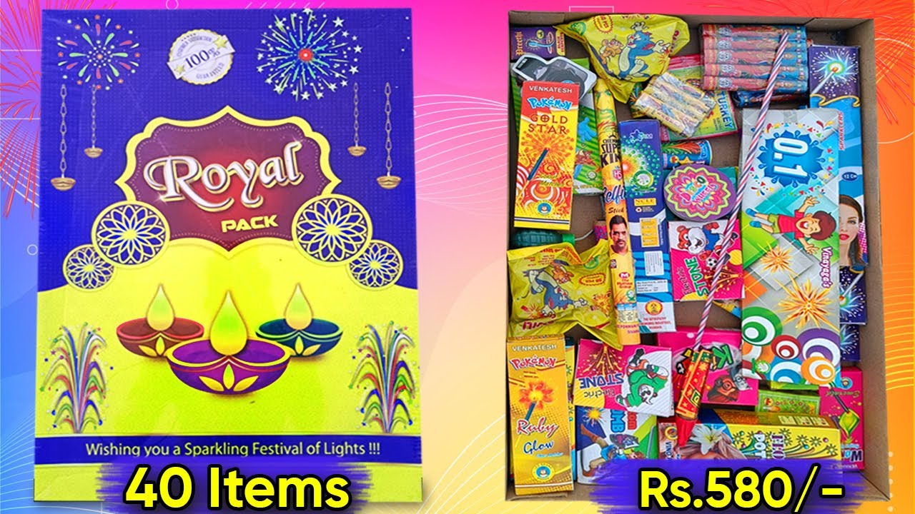 40 Items Crackers Gift Box Unboxing & Testing || Diwali Crackers ...